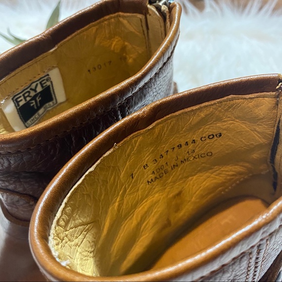 Frye | Shoes | Frye Tabitha Harness Short Heel Leather Boots Sz 7 ...